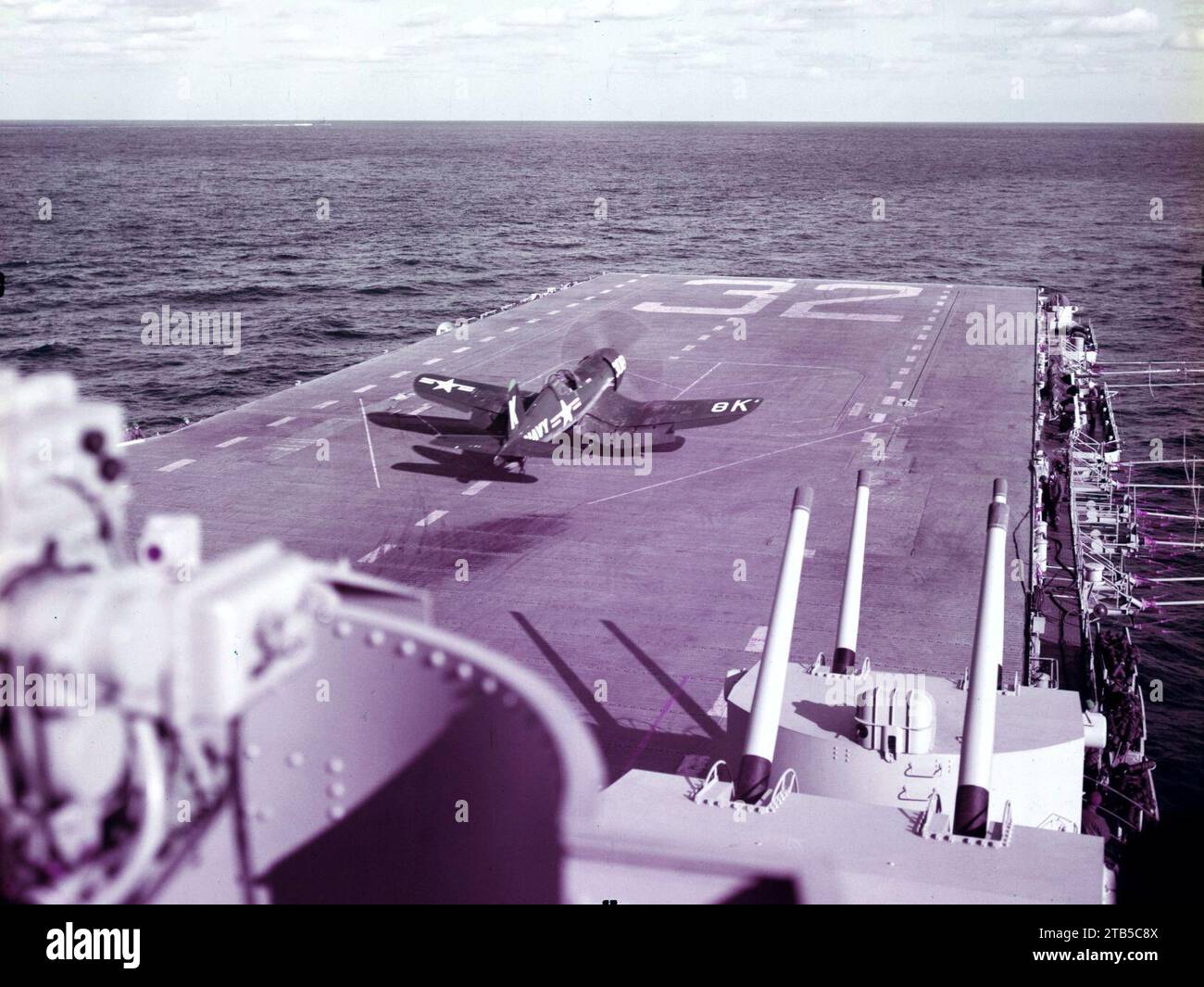 Vought F4U-4 Corsair of VF-33 is launched from USS Leyte (CV-32) off ...