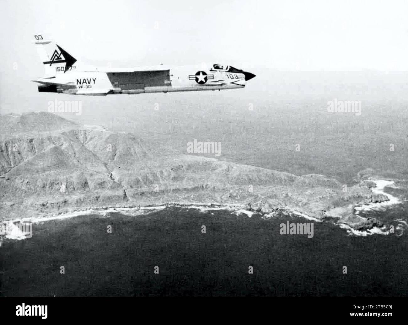 Vought F-8J Crusader of VF-301 in flight in early 1970s Stock Photo - Alamy