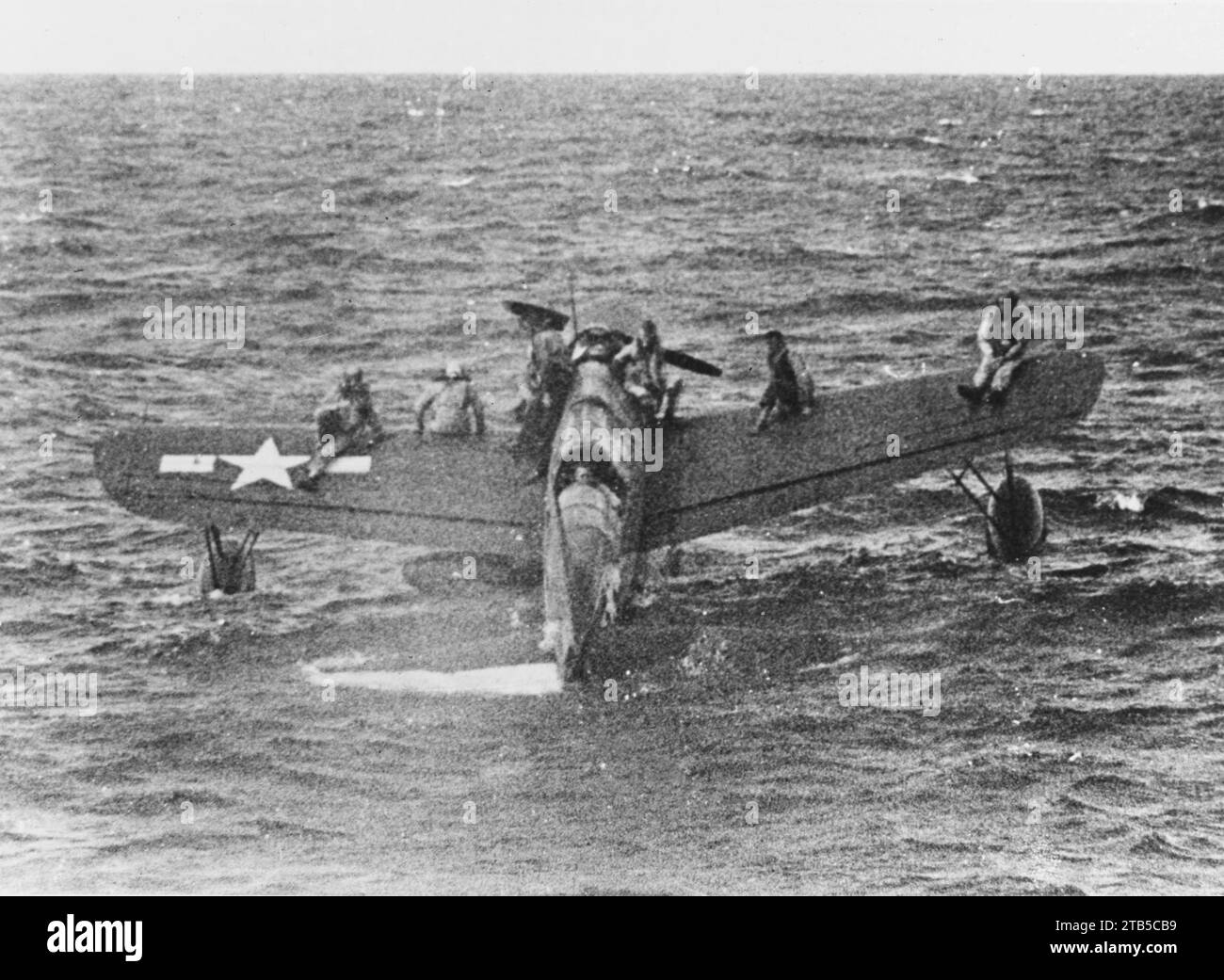Vought OS2U Kingfisher with rescued airmen off Truk on 1 May 1944 Stock ...