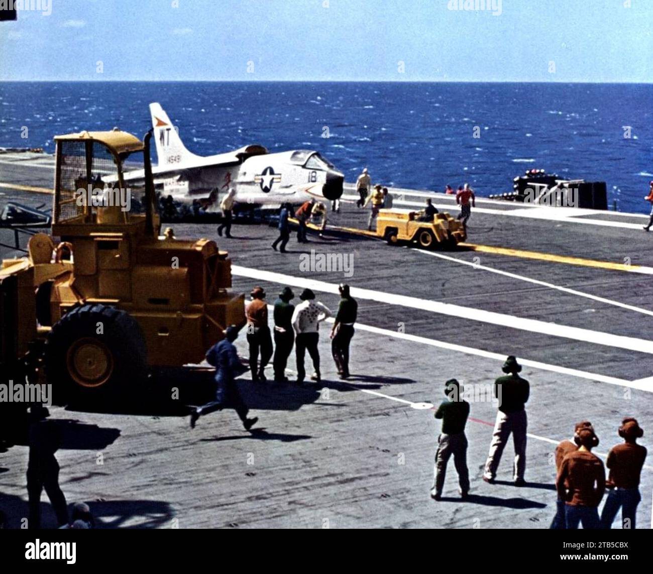 Vought F8U-1E Crusader of VMF-232 aboard USS Hancock (CVA-19), in 1962 ...