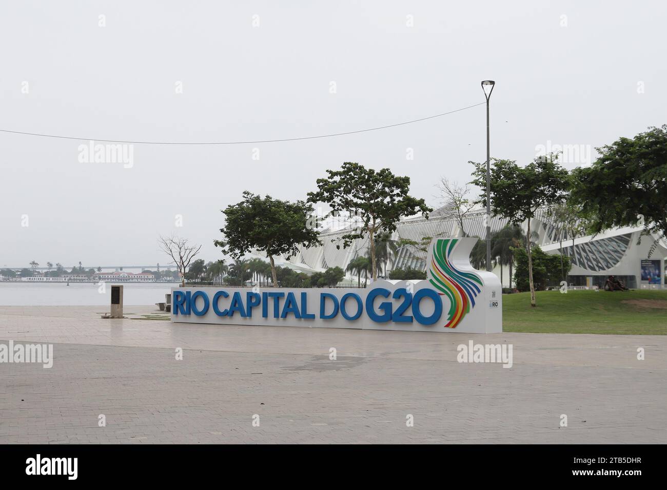 Rio De Janeiro, Brazil. 04th Dec, 2023. "Rio capital of the G20" sign ...