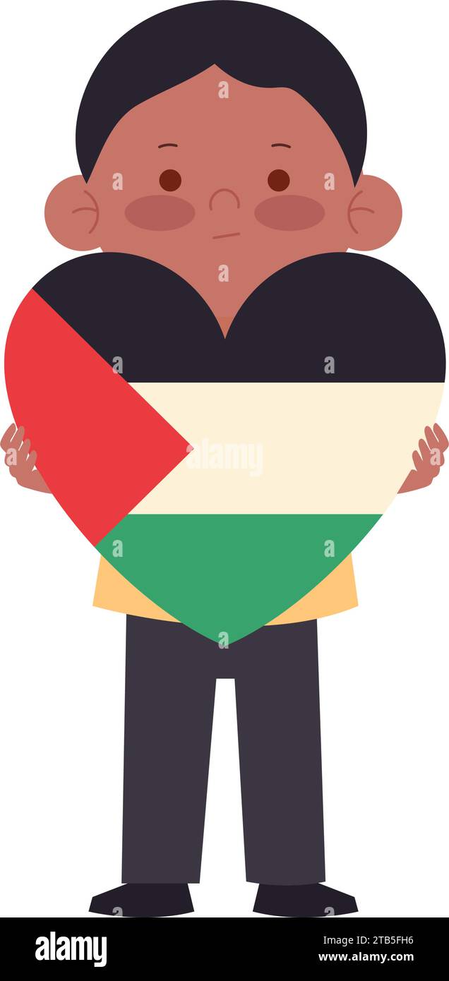 palestine peace boy with heart and flag Stock Vector Image & Art - Alamy