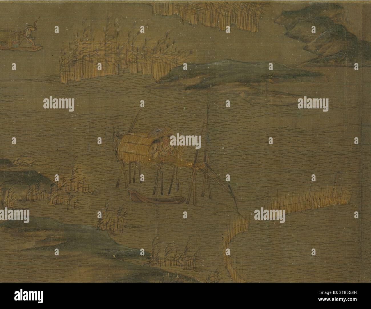 Voyage sur le fleuve à la première neige (détail) par Zhao Gan Stock ...