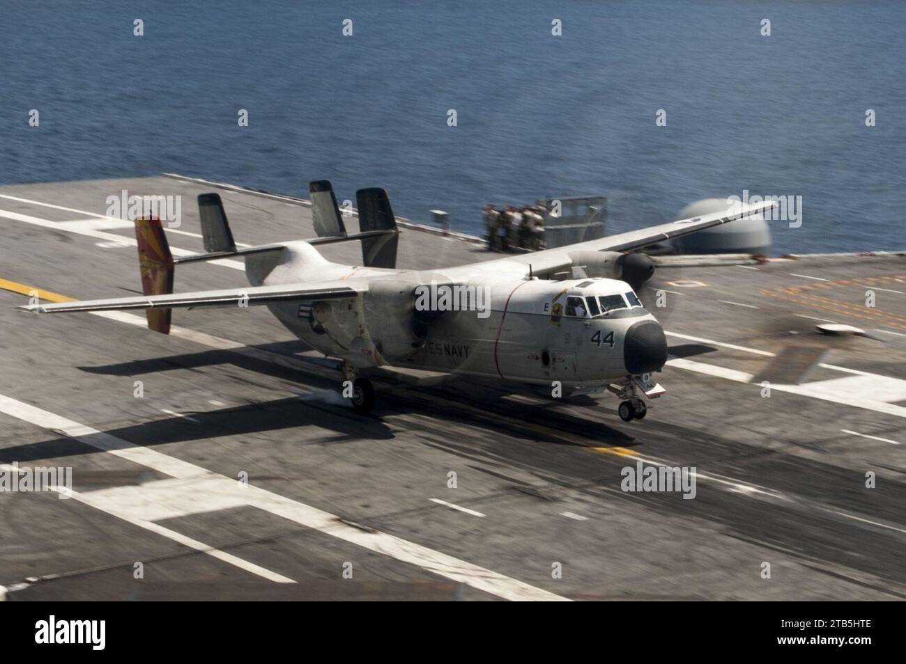 VRC-40 C-2A Greyhound landing on USS George H.W. Bush (CVN-77) 160811 ...