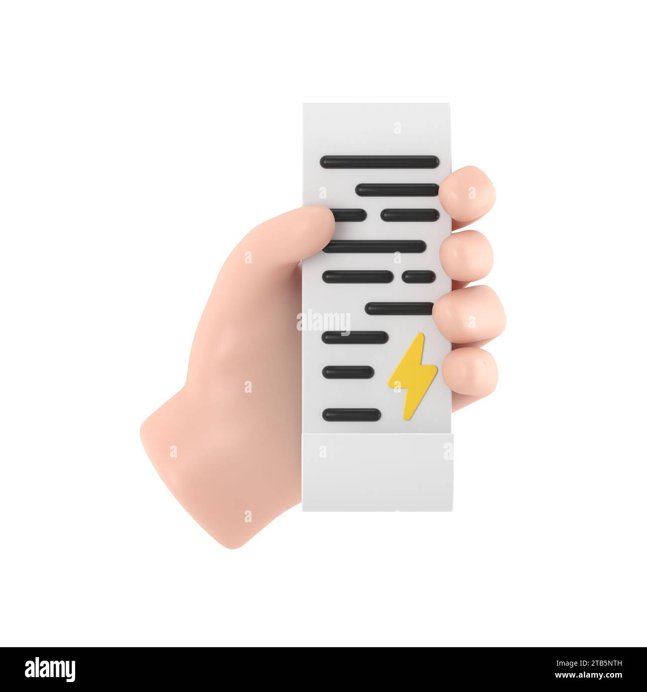 3d female hand holds payment energy bill paper invoice icon design ...