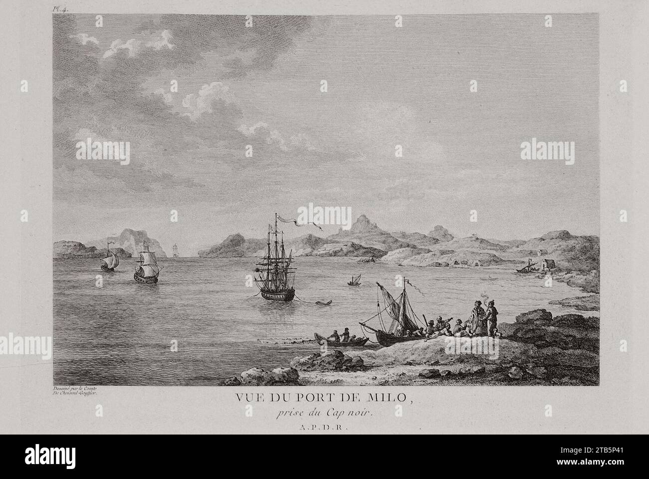 Vue du port de Milo prise du Cap noir - Choiseul-gouffier Gabriel ...