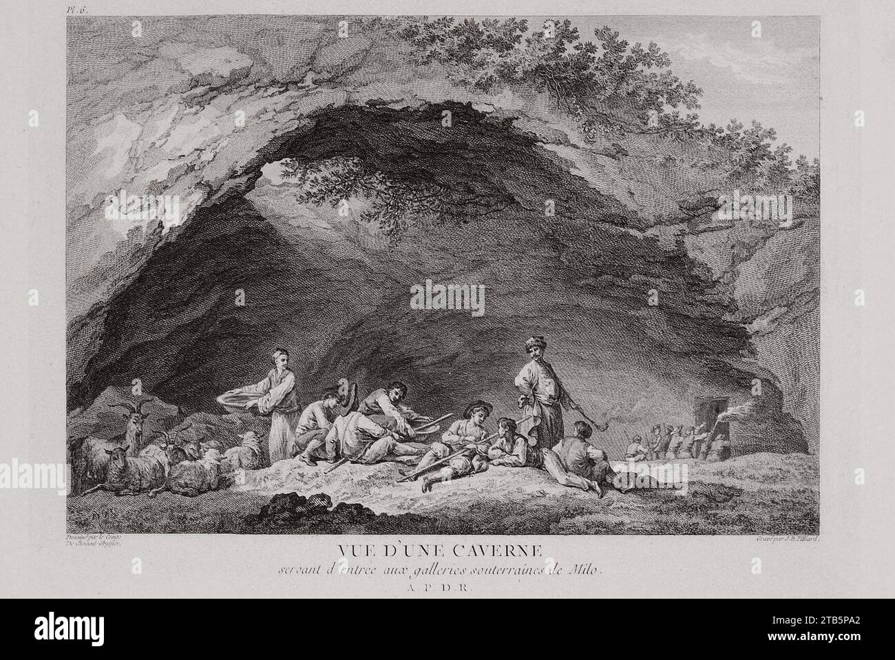 Vue d'une caverne servant d'entrée aux galleries souterraines de Milo ...