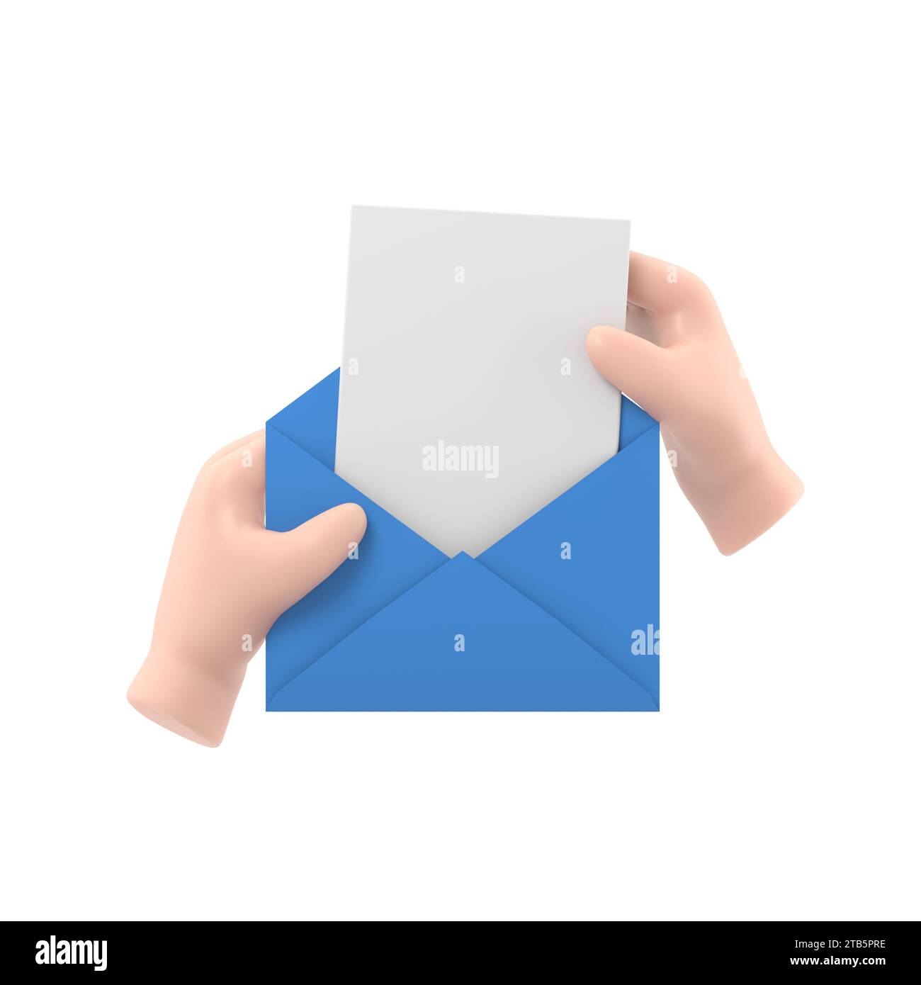 Cartoon Gesture Icon Mockup.hand pulls from envelope a sheet of empty ...
