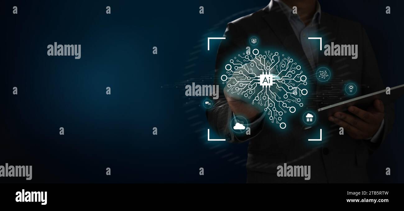 AI, machine learning businessman intelligence artificial technology man ...