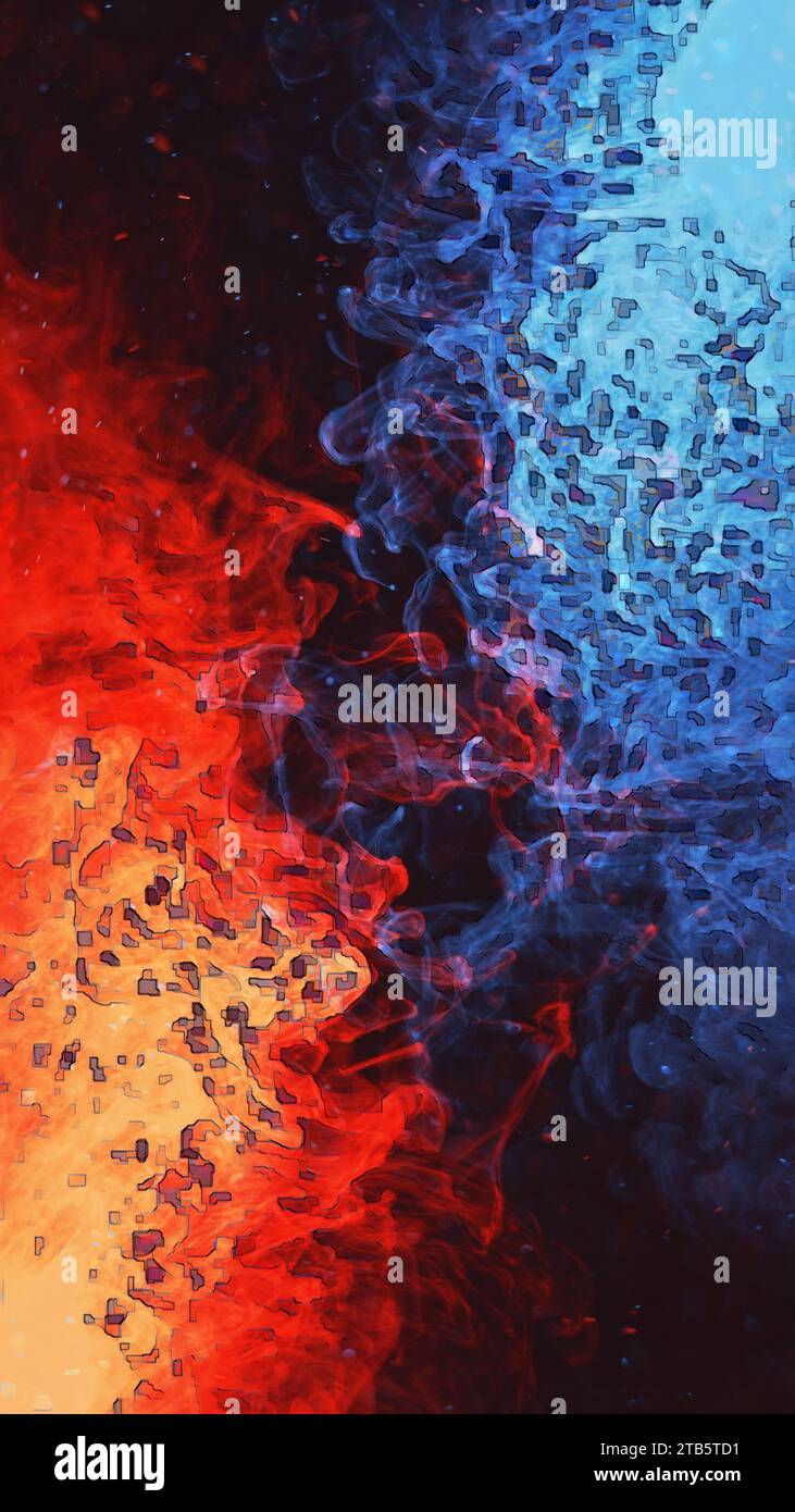 Ice fire flame smoke grain texture red blue cloud Stock Photo - Alamy