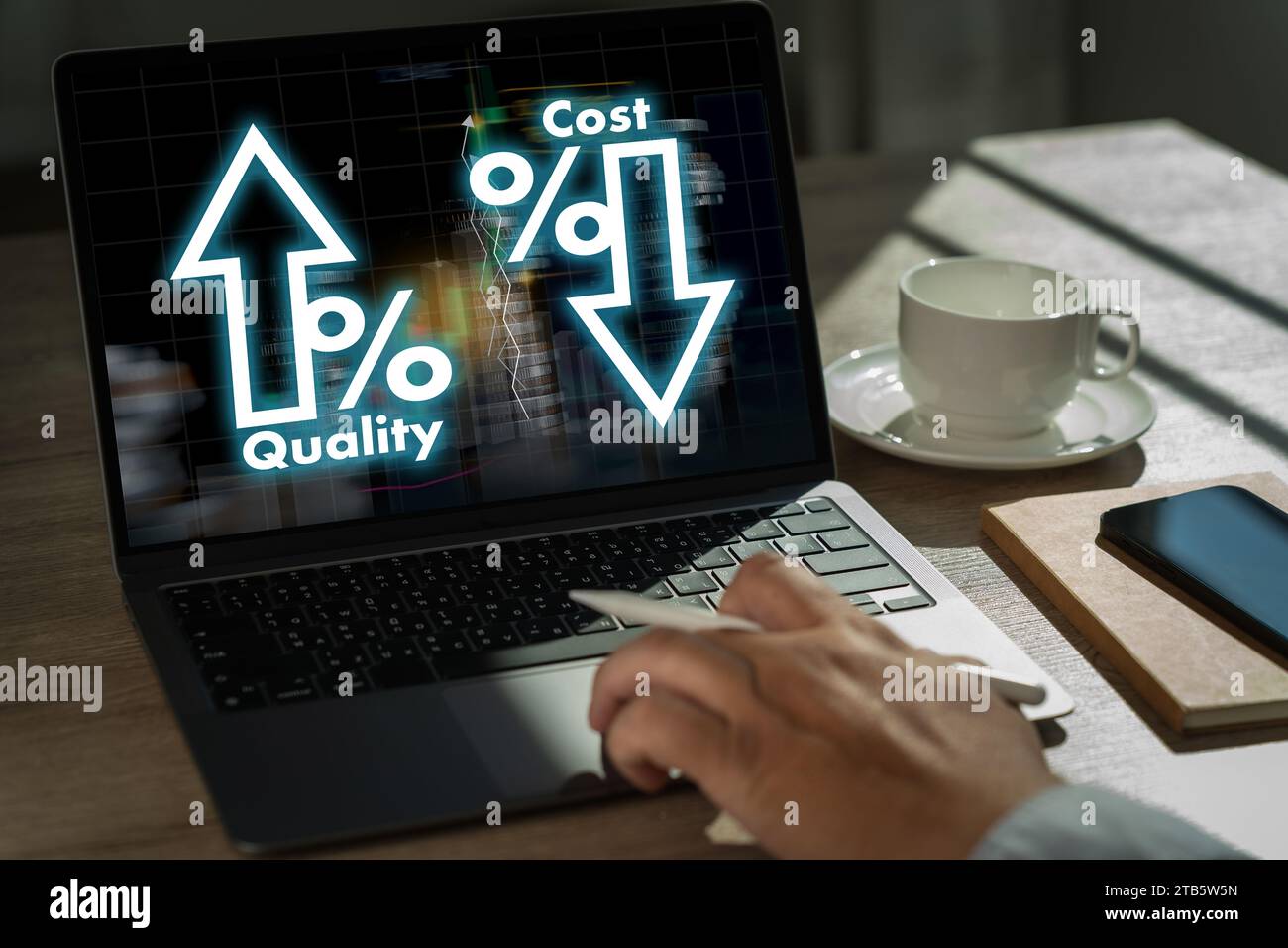 Businessman Working Strategy On Computer Cost And Quality Control