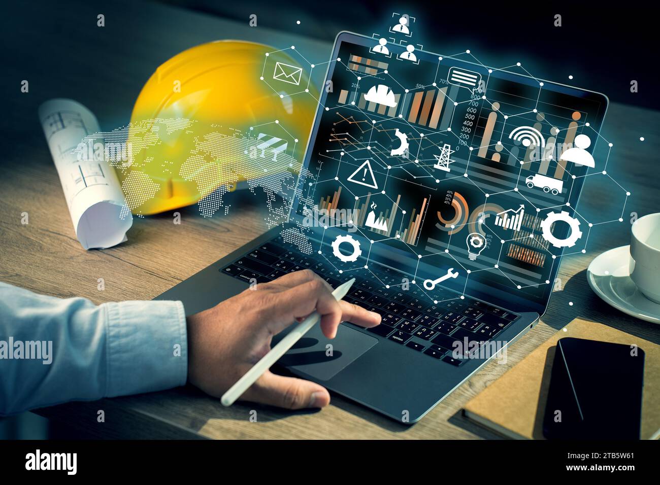 digital internet network iot Smart logistics Warehouse management ...