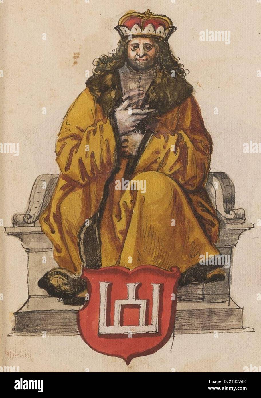 Vytautas the Great with the Gediminas' Cap sitting on a throne near the ...