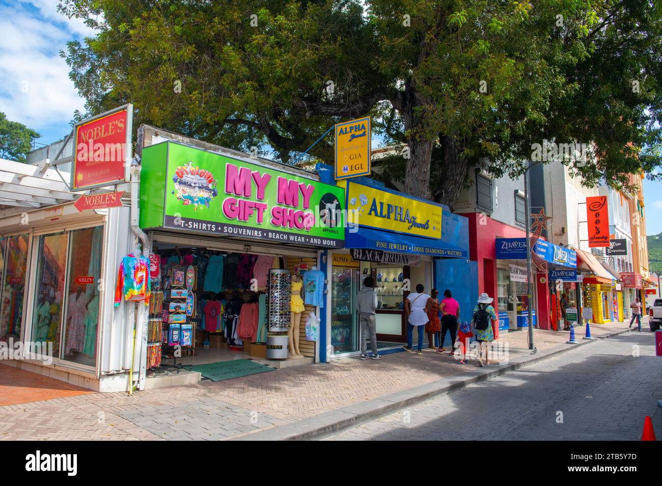 Historic commercial buildings on Front Street in historic center of ...