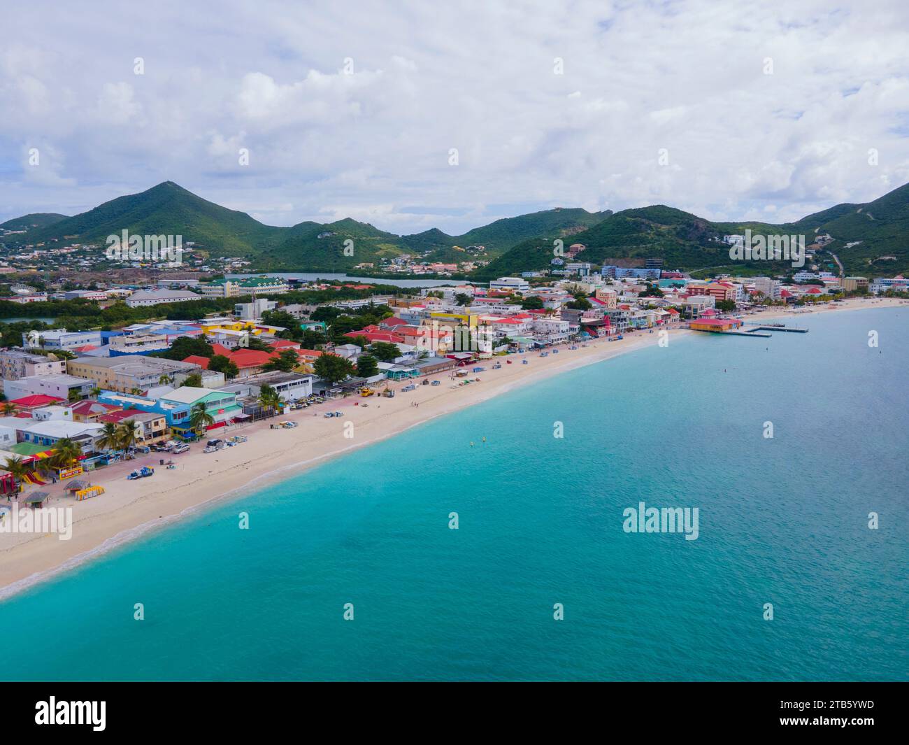 Philipsburg historic city center aerial view including Front Street and ...