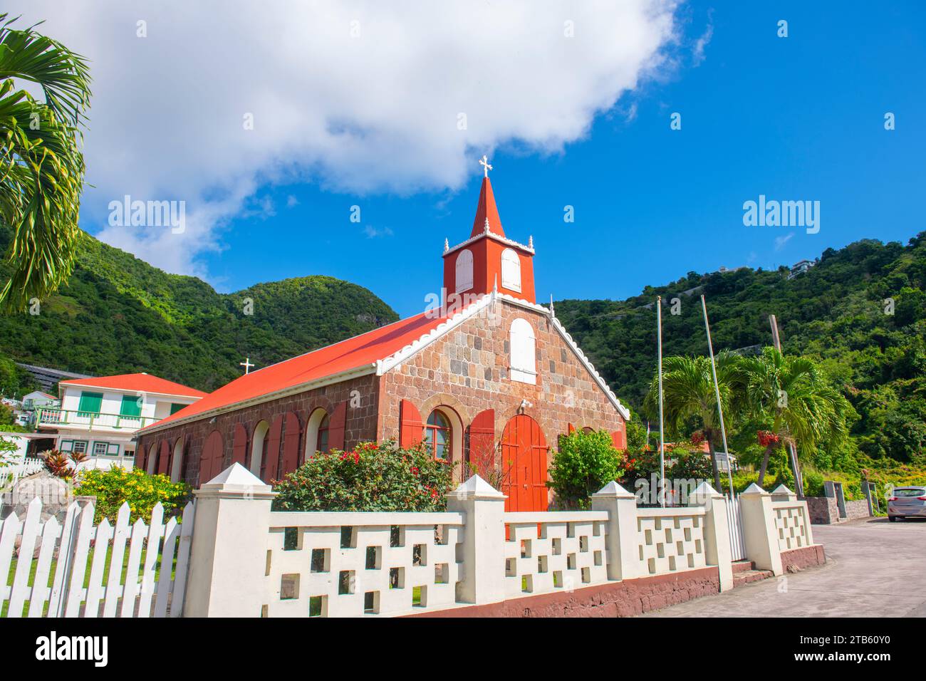 Sacred Heart Church in The Bottom historic town center in Saba ...