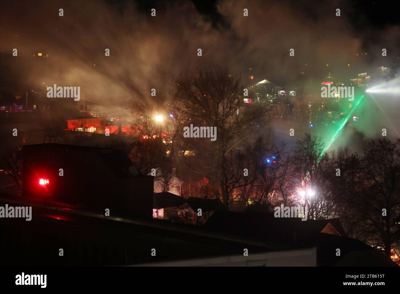 Arlington, VA, USA. 4th Dec, 2023. View of a fire after explosion ...