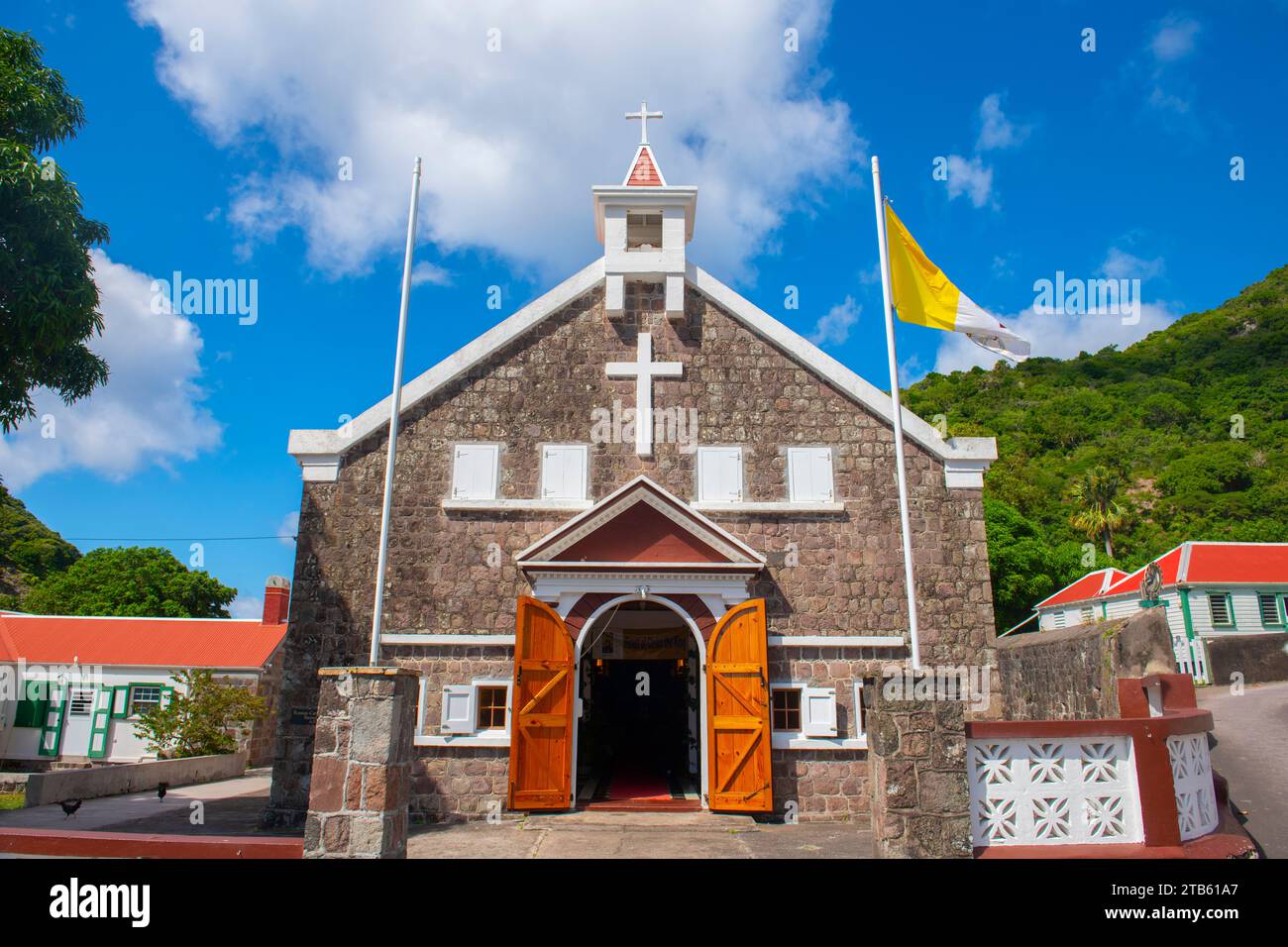 Sacred Heart Church in The Bottom historic town center in Saba ...