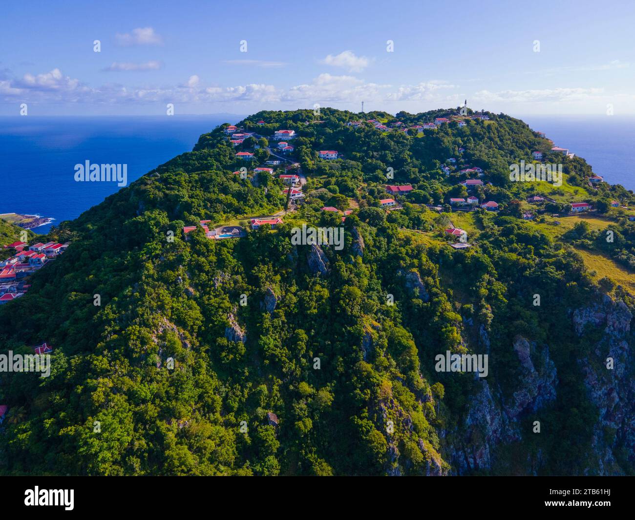 Saba mountain aerial view near Mount Scenery near historic Windwardside ...