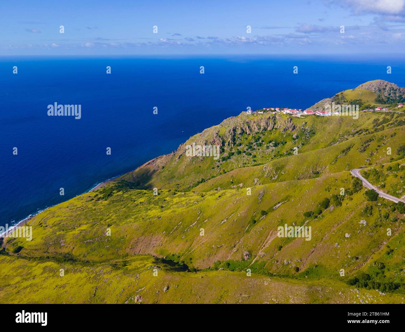 Saba mountain aerial view near Mount Scenery near historic Windwardside ...