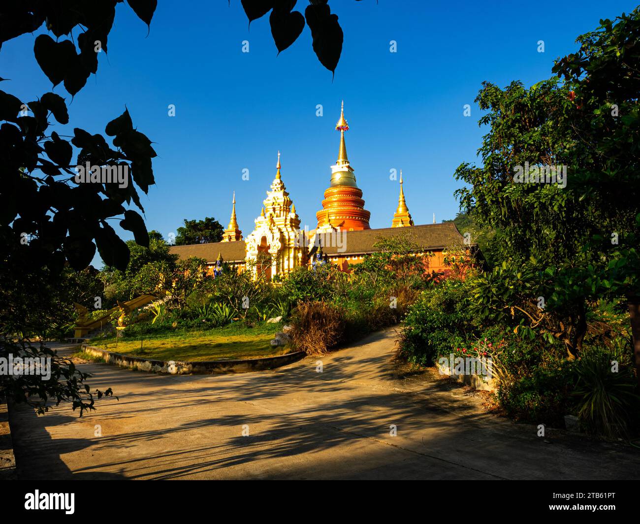 View of Wat Phra That Doi Phra Chan, the famous buddhist temple in Matha District, Lampang ...