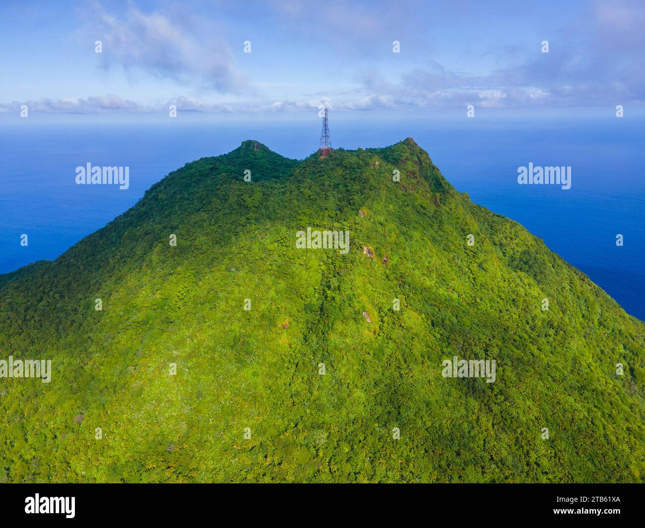 Mount Scenery aerial view near top of the Windwardside in Saba ...