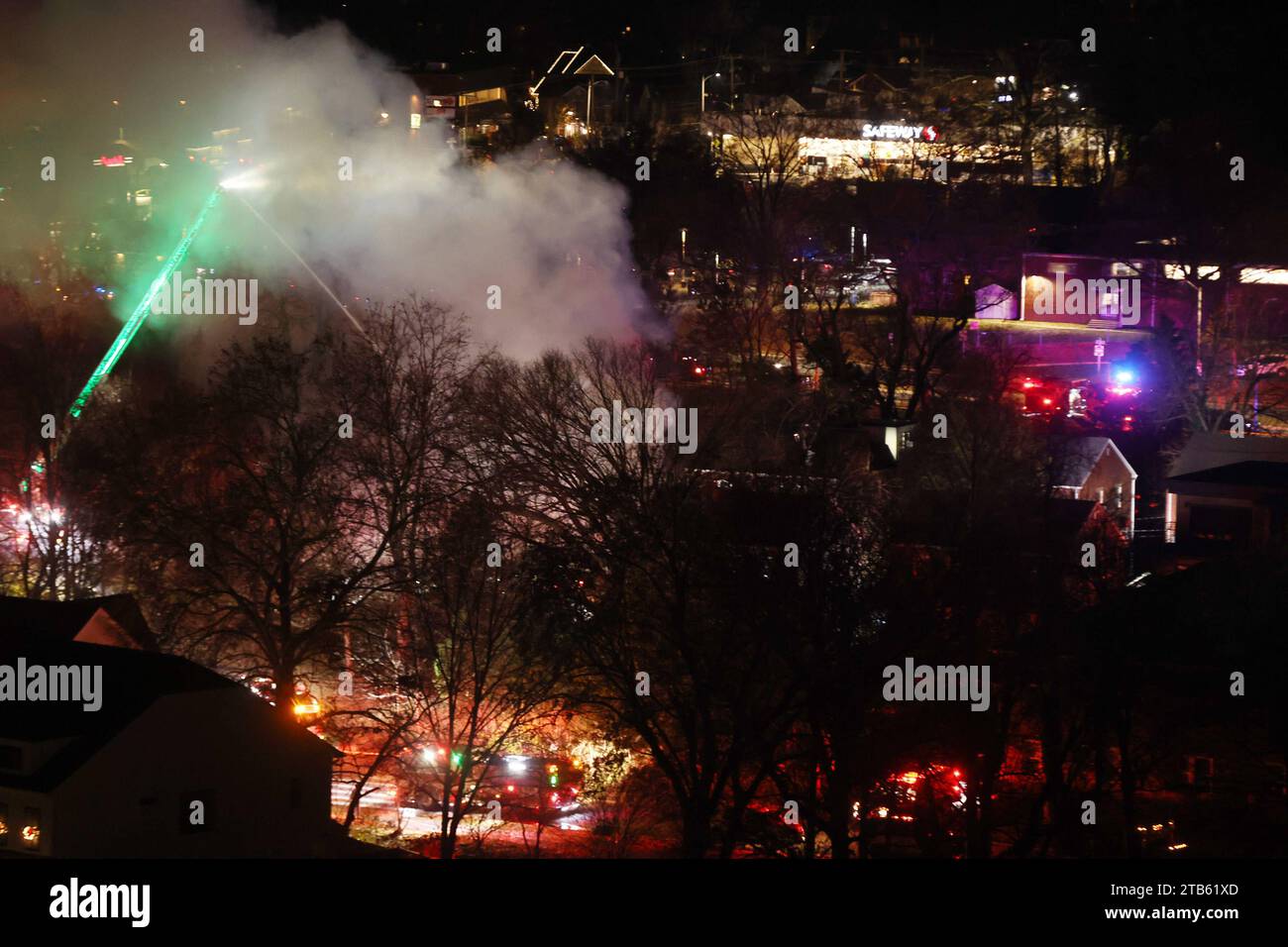 ARLINGTON, VA - DECEMBER 4: View of a fire after explosion, caused by ...