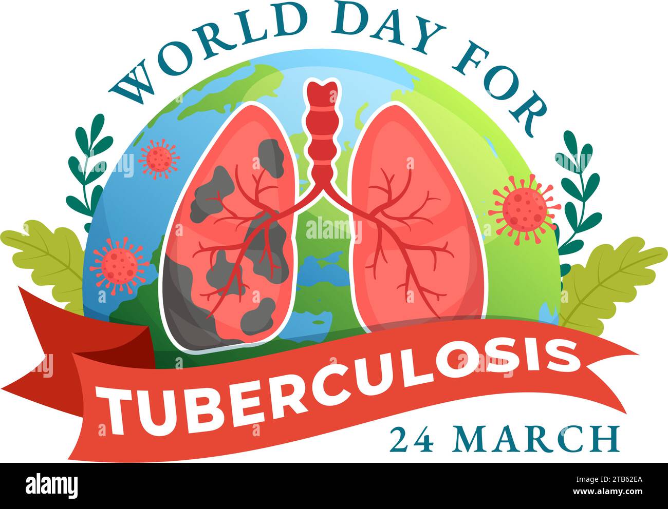 World Tuberculosis Day Vector Illustration on March 24 with Lungs and Bacteria to TB Awareness ...