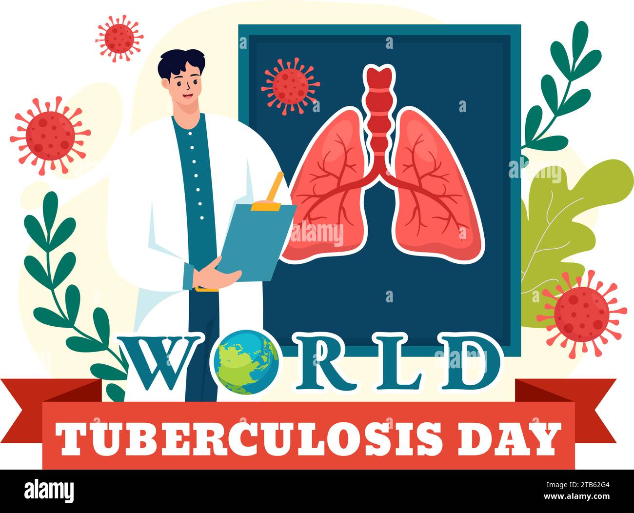 World Tuberculosis Day Vector Illustration on March 24 with Lungs and Bacteria to TB Awareness ...