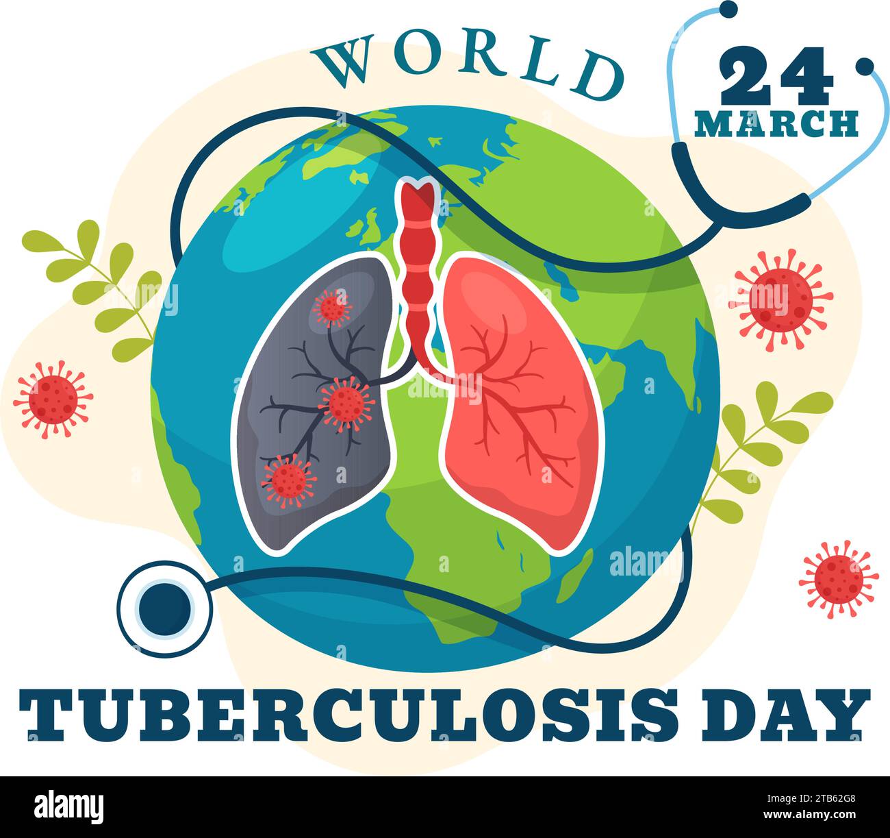 World Tuberculosis Day Vector Illustration on March 24 with Lungs and Bacteria to TB Awareness ...