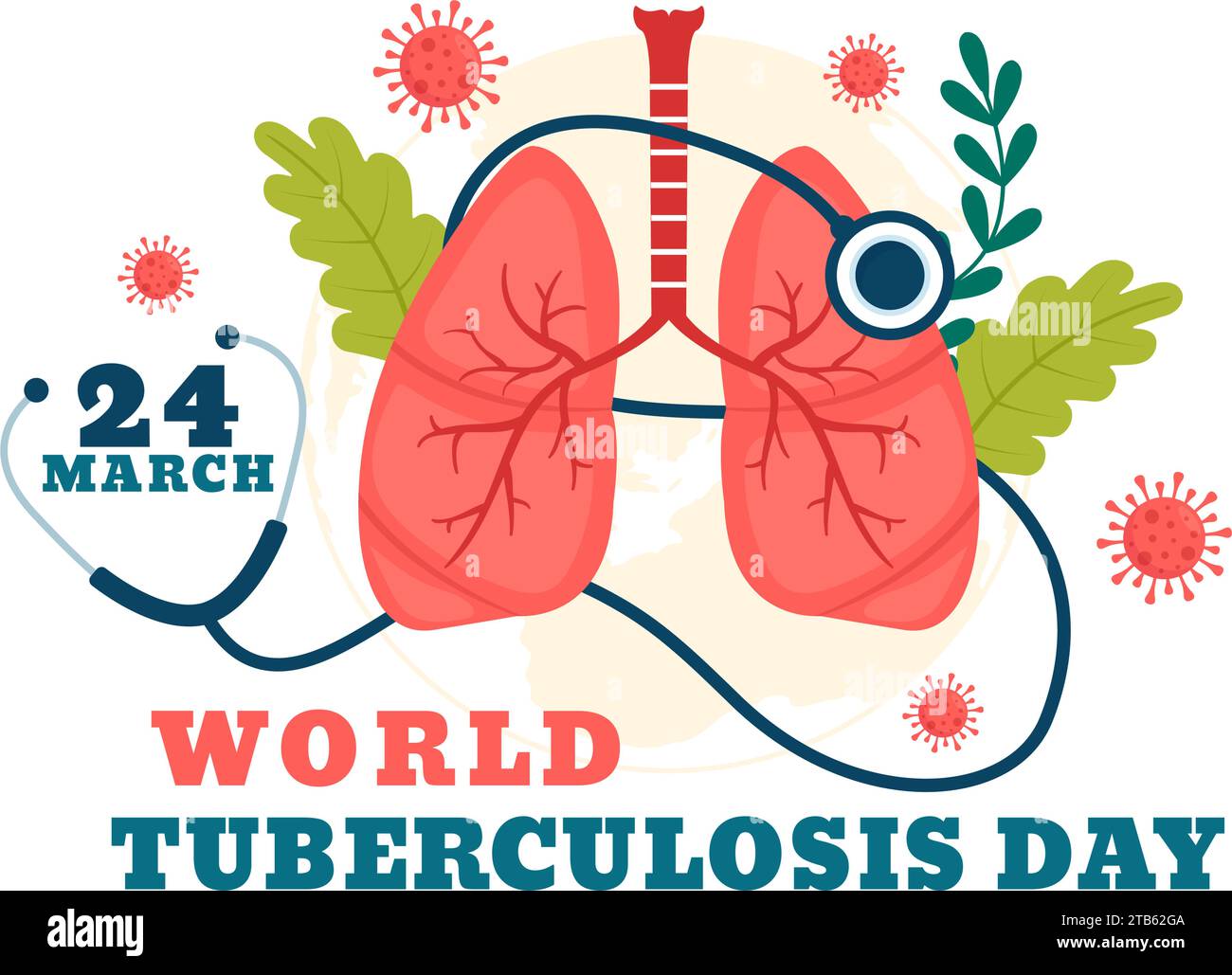 World Tuberculosis Day Vector Illustration on March 24 with Lungs and Bacteria to TB Awareness ...