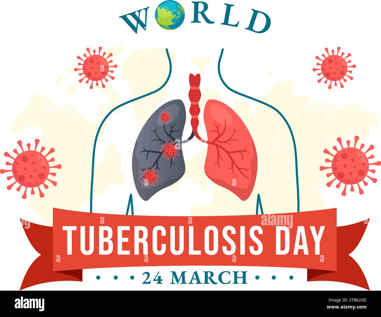 World Tuberculosis Day Vector Illustration on March 24 with Lungs and Bacteria to TB Awareness ...