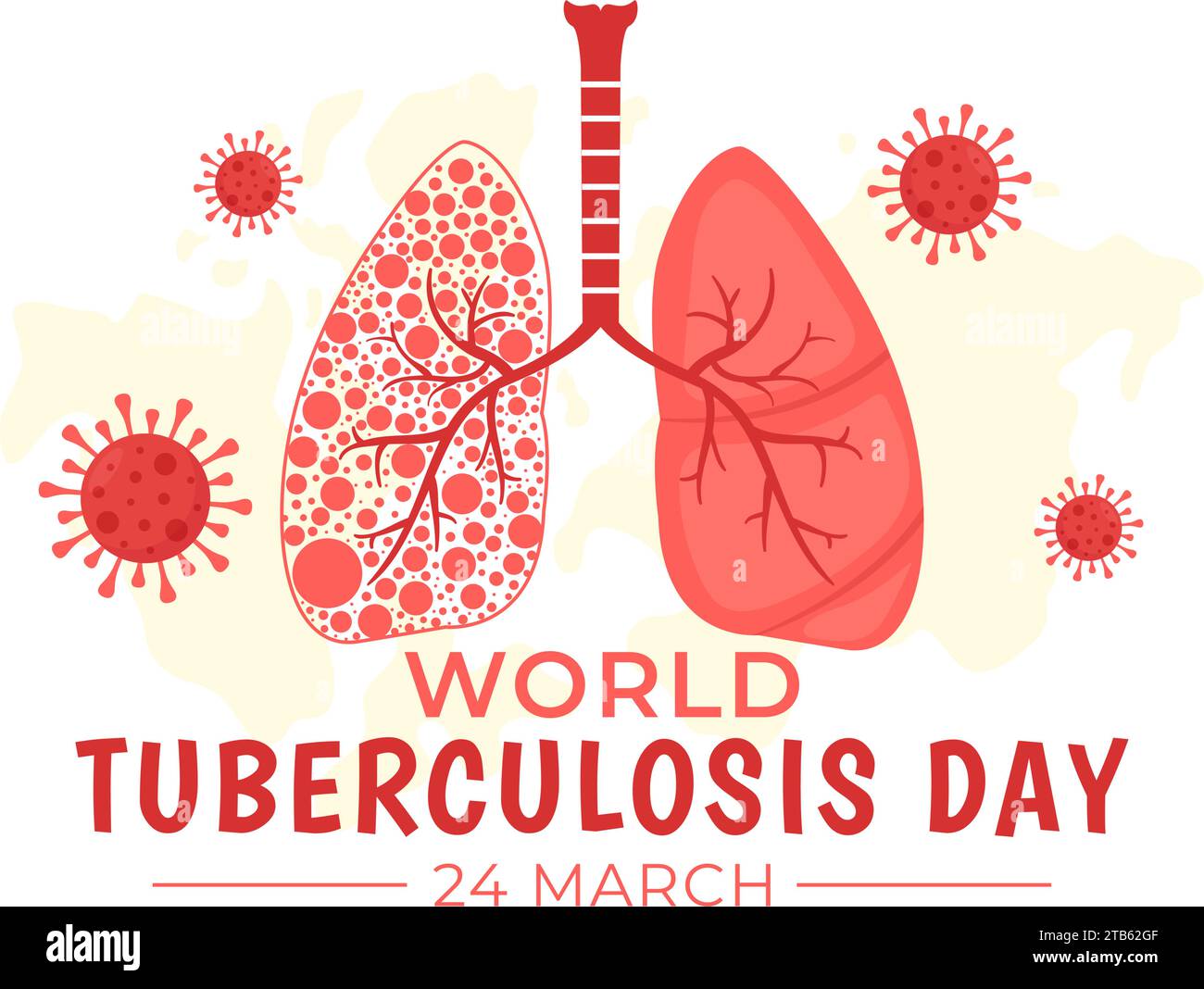 World Tuberculosis Day Vector Illustration on March 24 with Lungs and ...