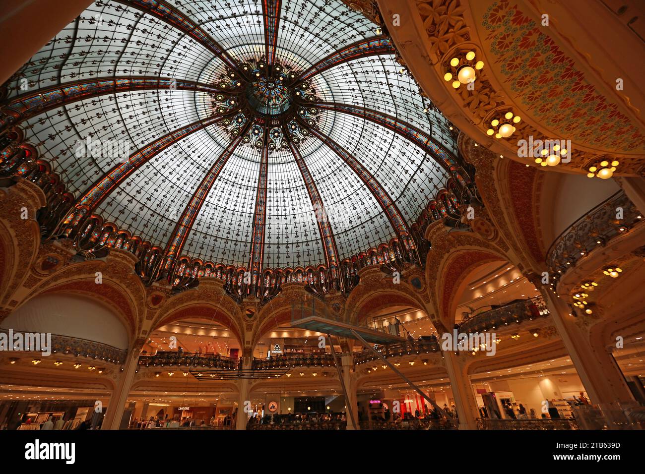 View at the glass dome - Galeries Lafayette - Paris Stock Photo - Alamy