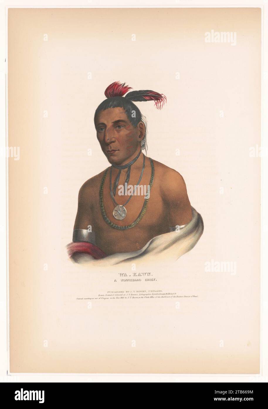 Wa-Kawn, a Winnebago chief - drawn, printed & coloured at J.T. Bowen's ...