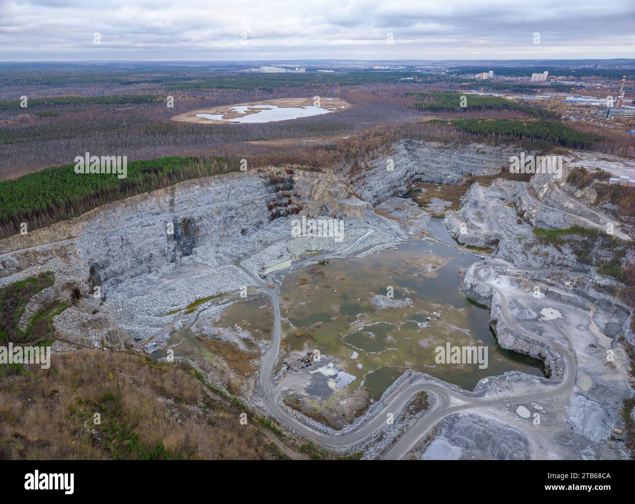 Aerial industrial quarry in autumn hi-res stock photography and images ...