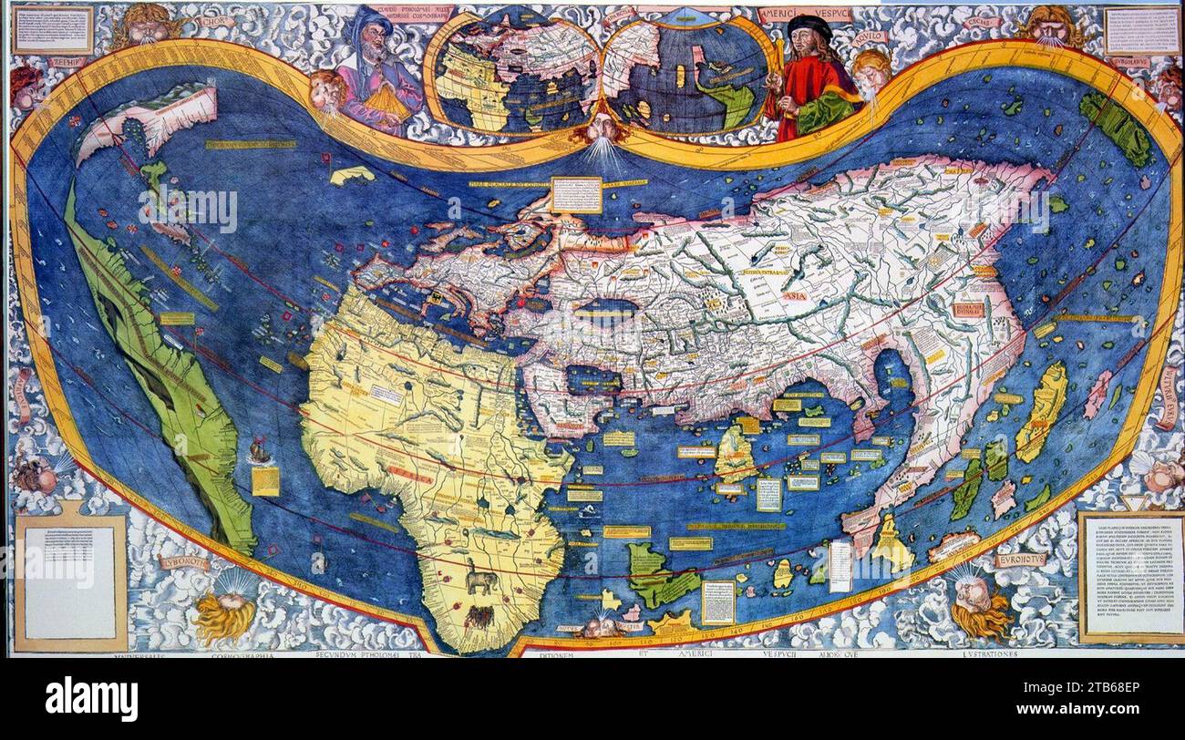 Waldseemüller world map 1508 Stock Photo - Alamy