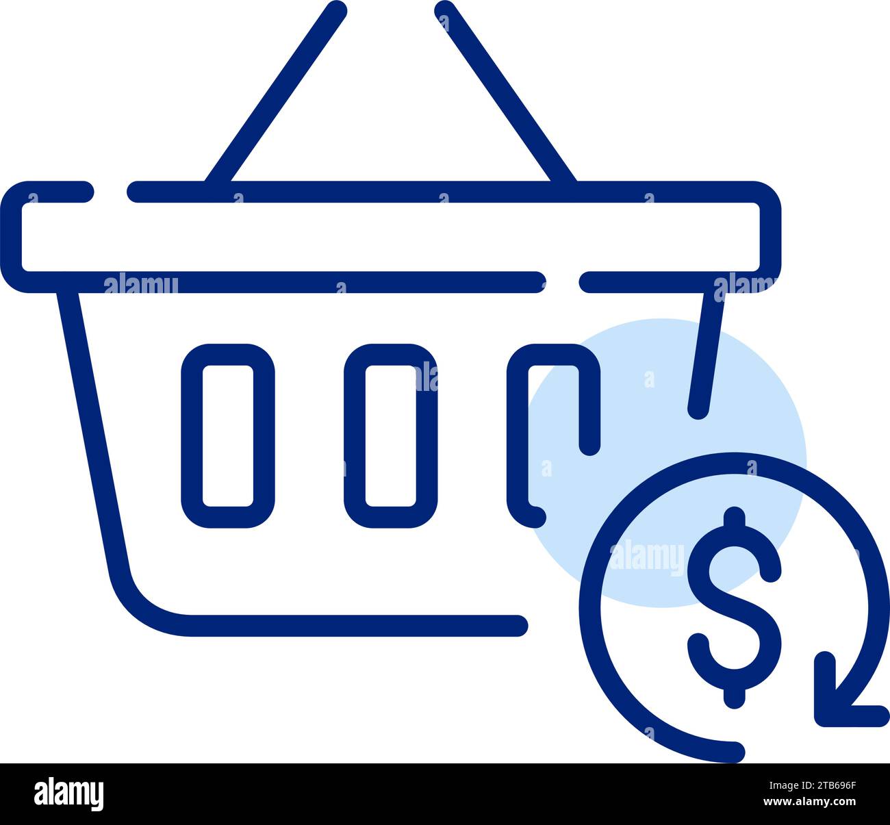 Shopping cart with return dollar arrow. Cash back and rewards symbol ...