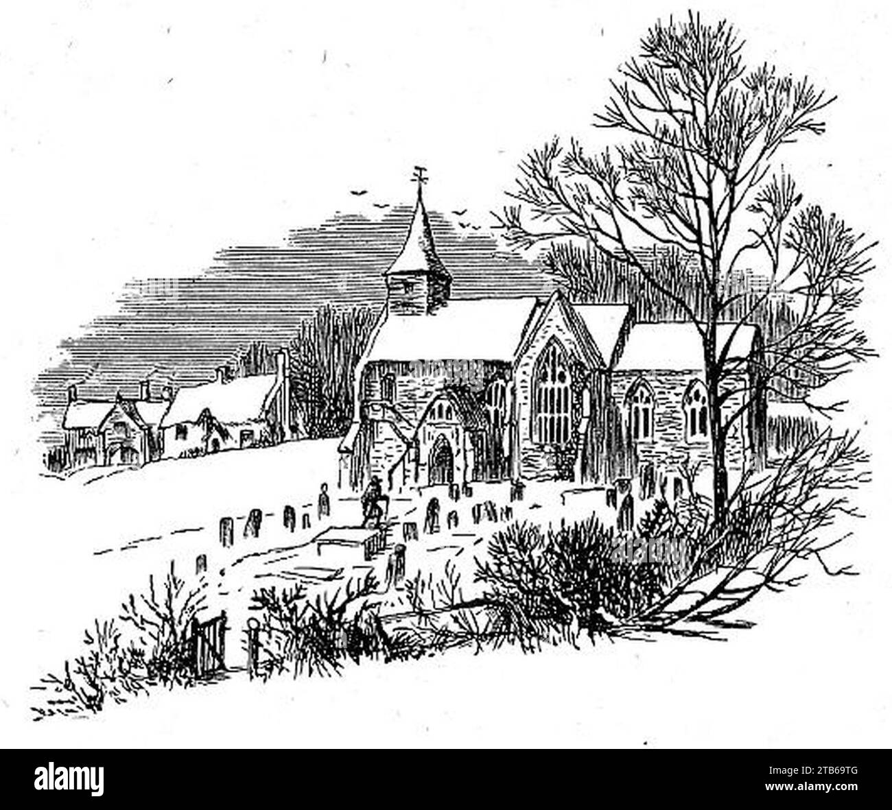 Walking to Church Drawing Stock Photo - Alamy