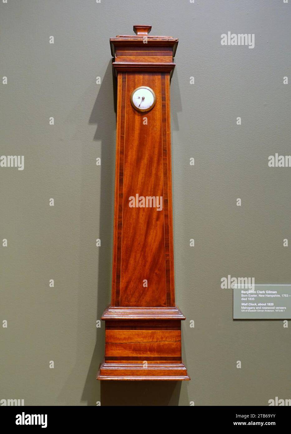 Wall clock by Benjamin Clark Gilman, c. 1820, mahogany and rosewood ...
