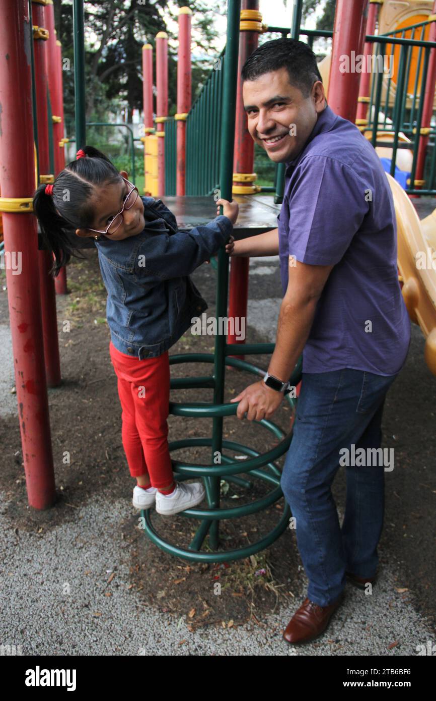 Divorced single dad and brown latino 4 year old daughter spend quality ...