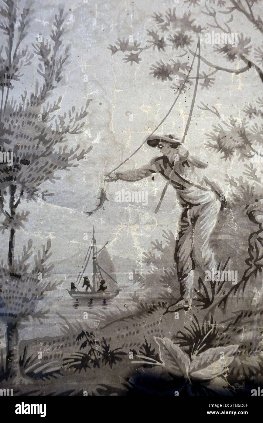 Wallpaper fragment by Moses Grant, Jr., & Co., Boston, 1811-1817 Stock Photo - Alamy