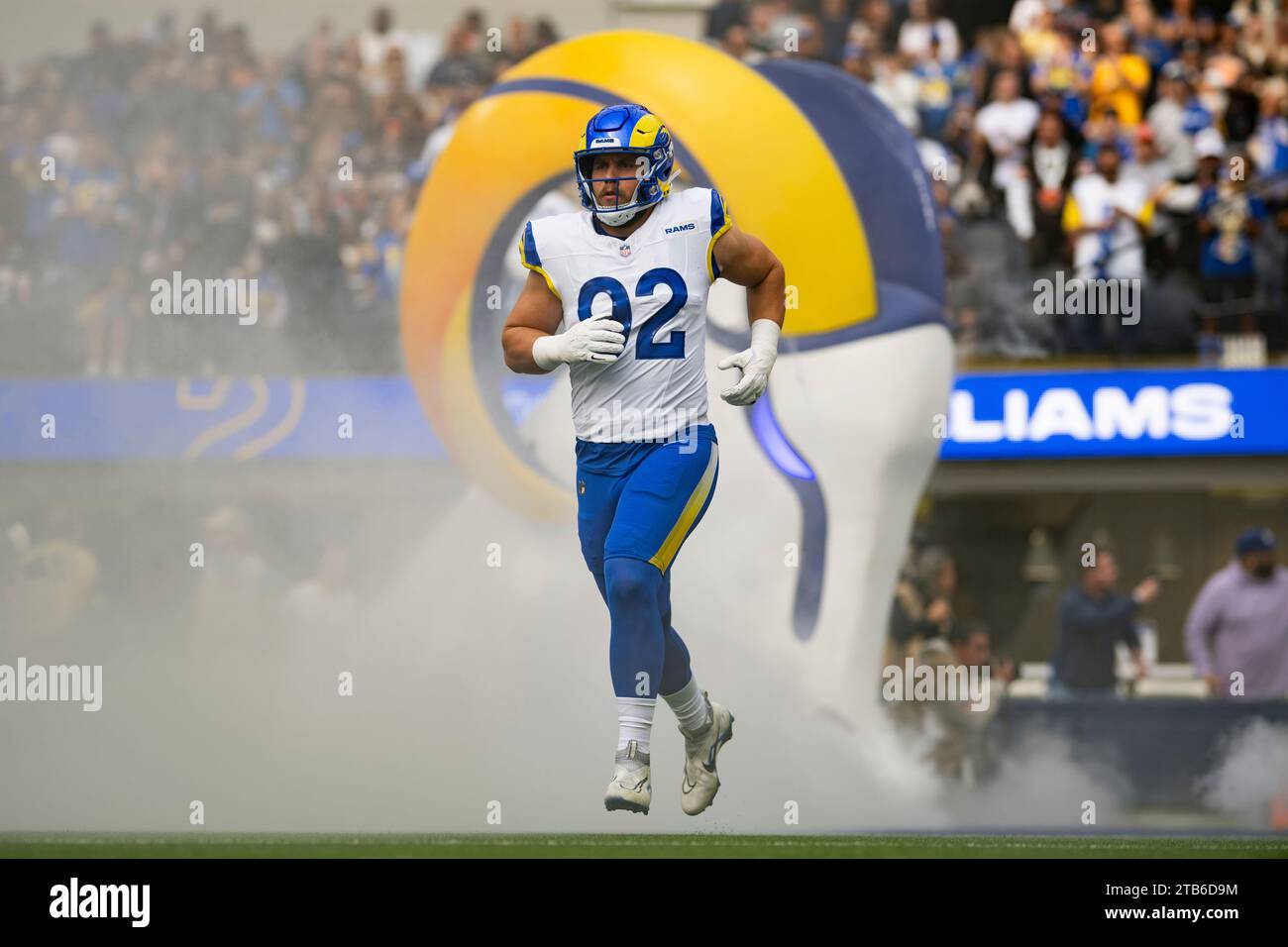 Los Angeles Rams defensive end Jonah Williams (92) takes the field ...