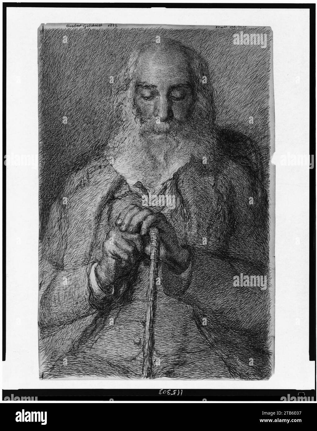 Walt Whitman as an old man, half-length portrait, seated, facing front ...