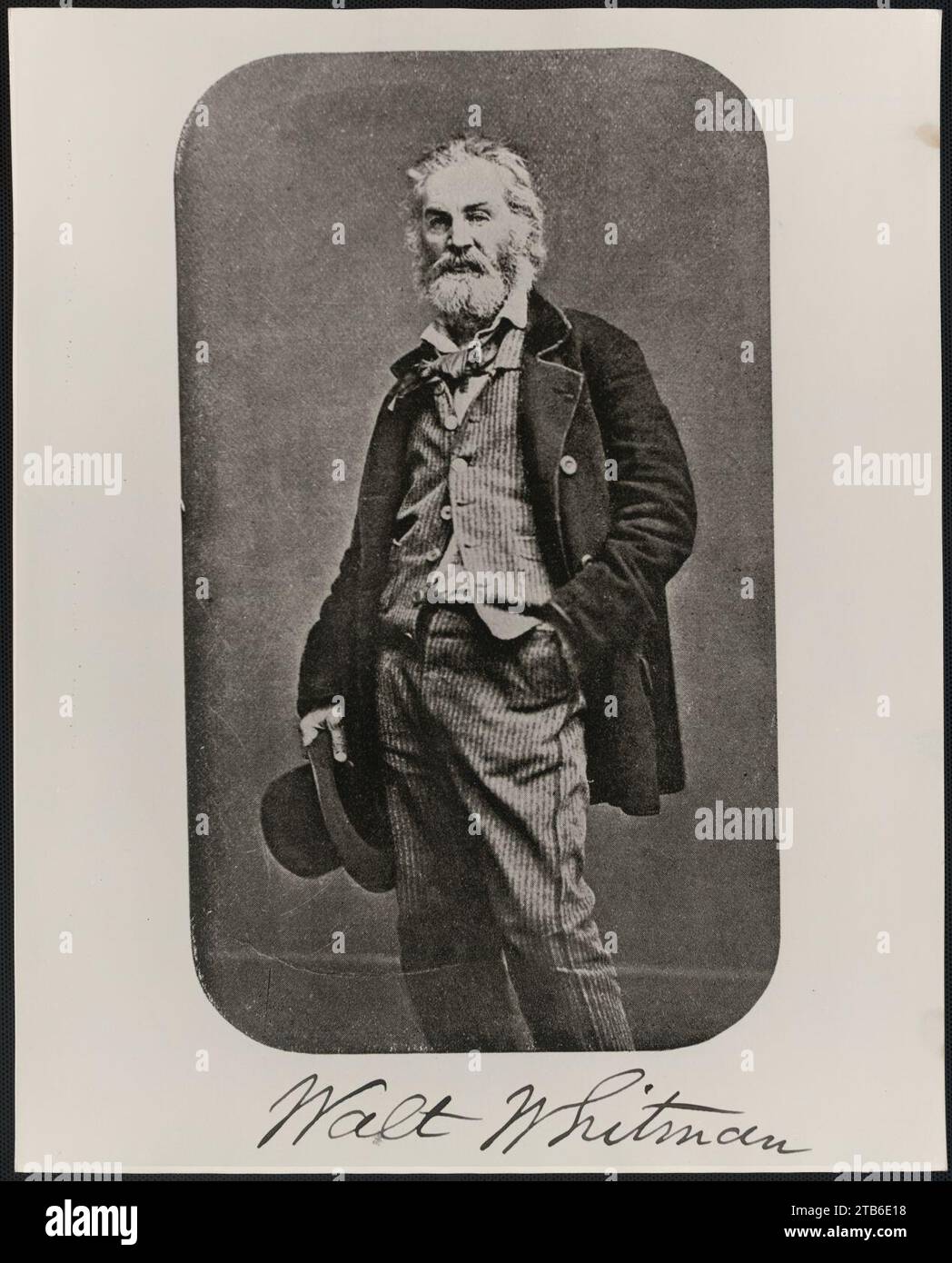 Walt Whitman, full-length portrait, standing with hand in pocket and ...