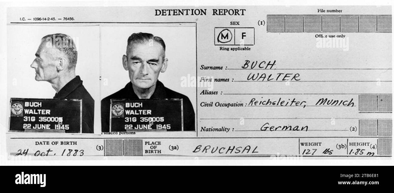 Walter Buch Detention Report Stock Photo - Alamy