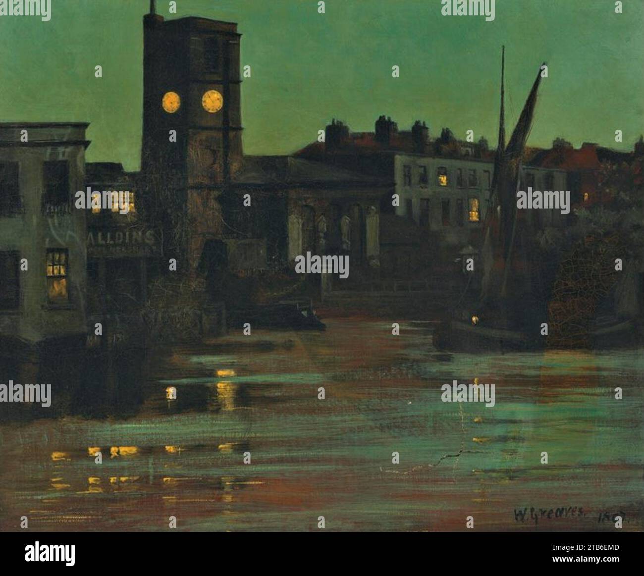 Walter Greaves - 'Clock tower at dusk, Chelsea Reach' Stock Photo - Alamy