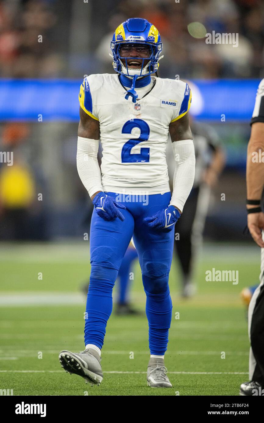 Los Angeles Rams safety Russ Yeast (2) reacts during an NFL football ...
