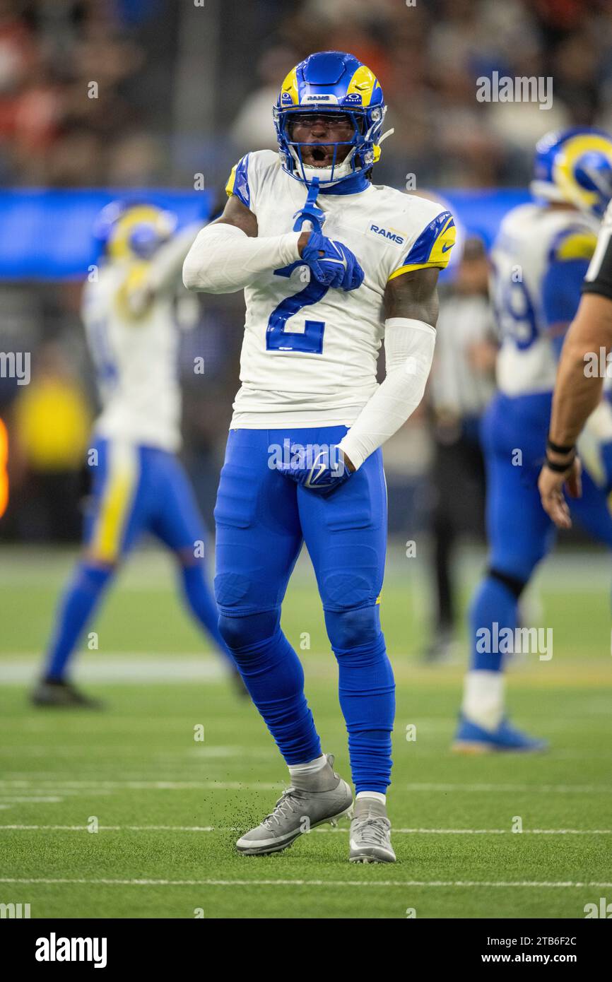Los Angeles Rams safety Russ Yeast (2) reacts during an NFL football ...