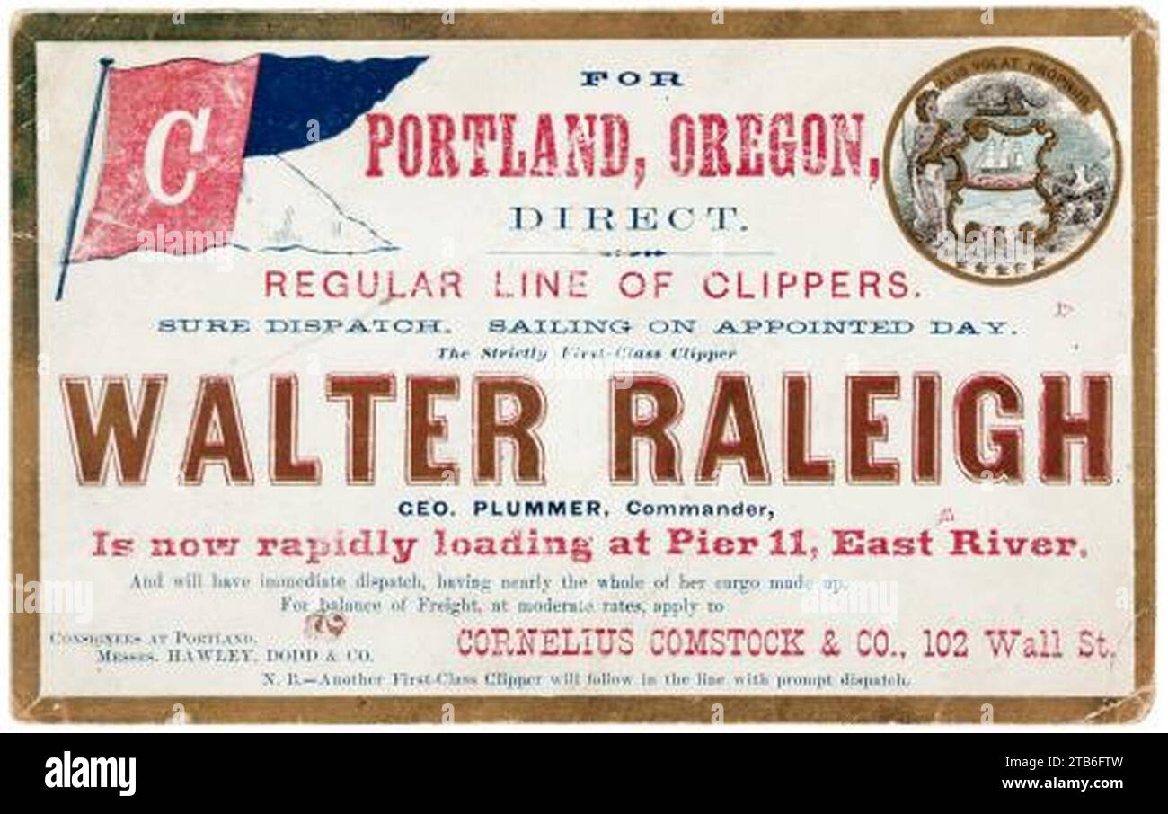 WALTER RALEIGH Clipper ship sailing card Stock Photo - Alamy